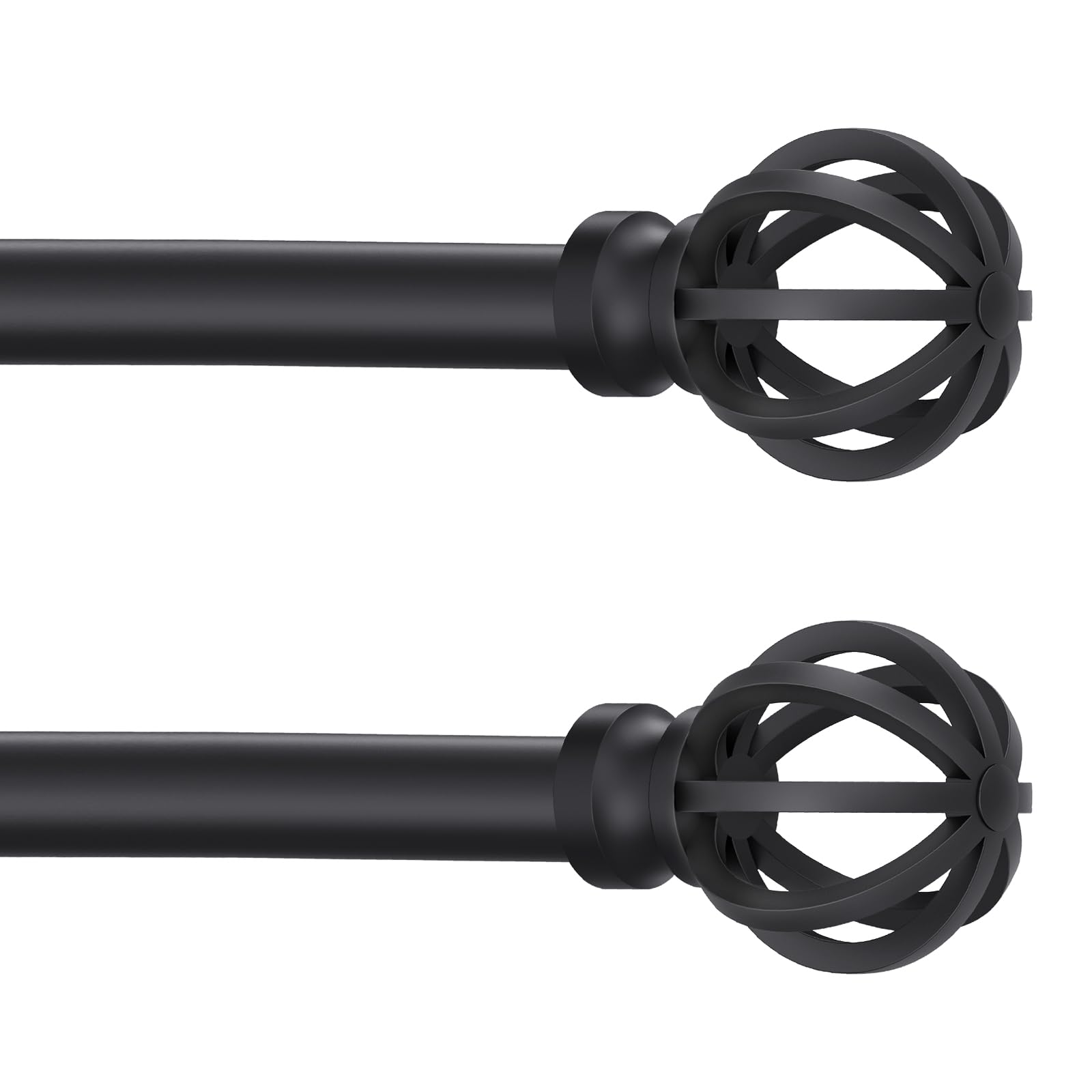 Curtain Rod for Windows 48 to 84, 2 Pack 5/8 Inch Black Heavy Duty ...