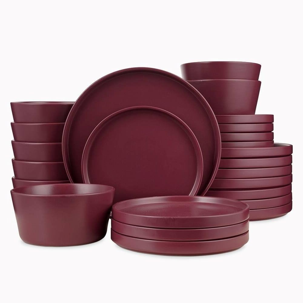Amazon.com | Asian Style Round 24 Piece Stoneware Dinnerware Set for 8 ...
