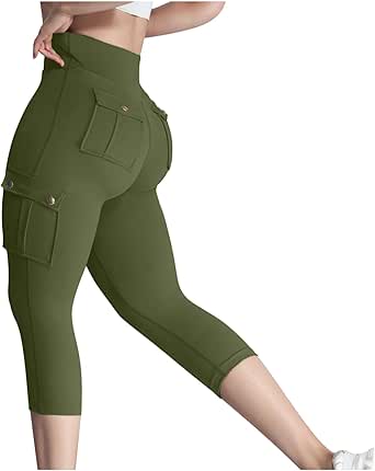 Capri Cargo Pants for Women with Pockets Summer Lightweight Workout ...