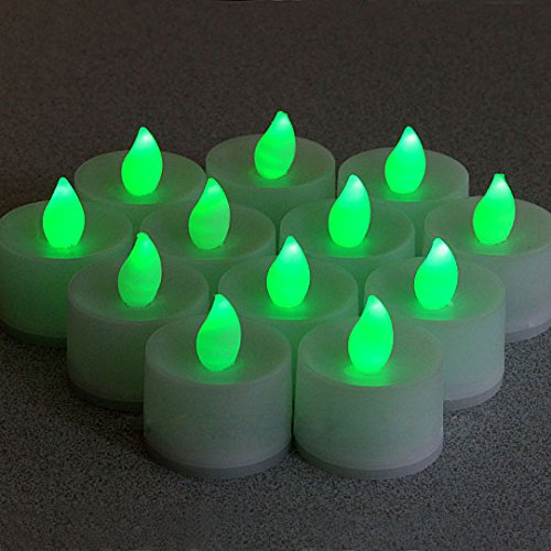 Buy Bemoree 40pc Green LED Tea Light Candles Realistic Battery-Powered ...
