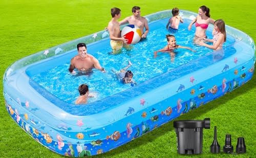 Amazon.com: Extra Large Inflatable Pool with Pump - 130'' x 72'' x 22 ...