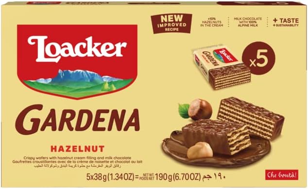 Loacker Gardena Hazelnut Wafers 38 grams, Promo Pack of 5 : Amazon.ae ...