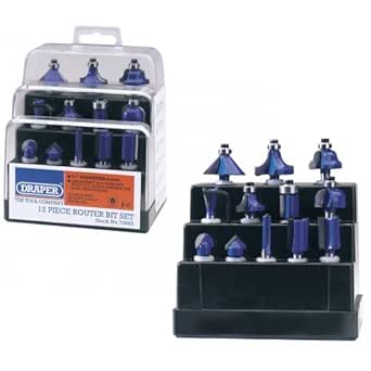 Draper 72892 (DRB12A) 12 Piece 1/4" TCT Router Bit Set : Amazon.co.uk ...
