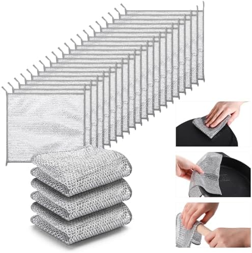 Zuimei 20Pcs Multipurpose Wire Dishwashing Rags for Wet and Dry, Non ...