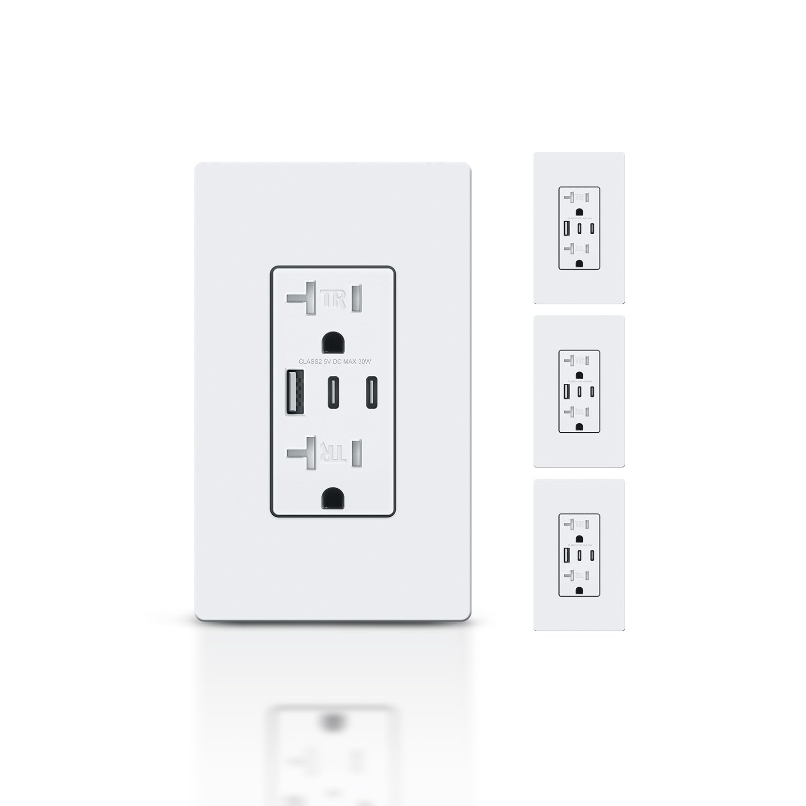 Snapklik.com : TOPELER USB Outlet, 3-Port Type C USB Wall Outlet, 20 ...