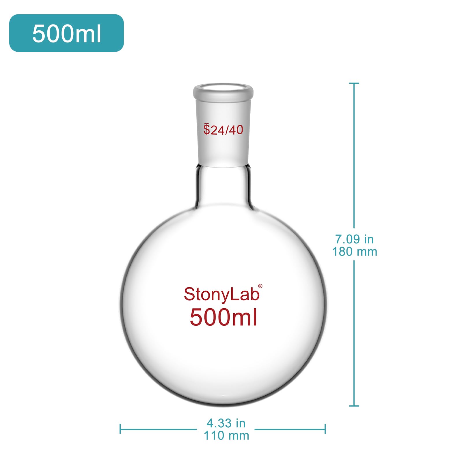 Snapklik.com : StonyLab Glass 500ml Heavy Wall Single Neck 1 Neck Round ...