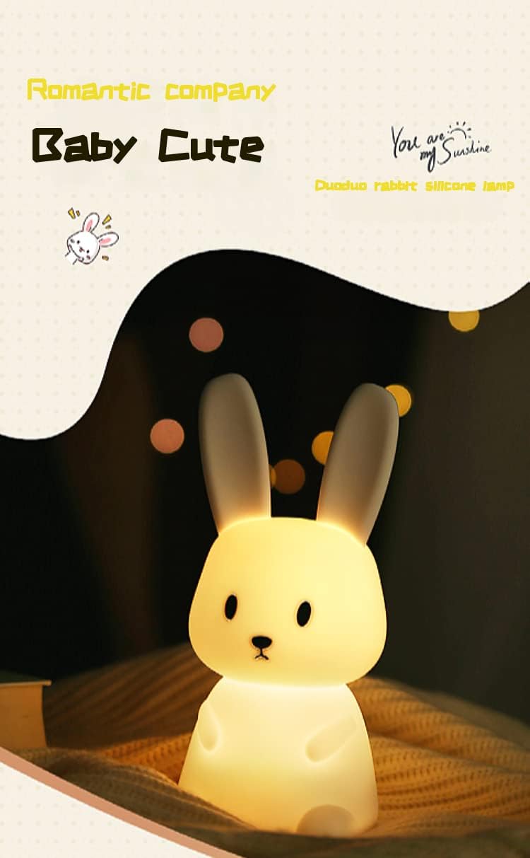 SOLIDEE Bunny Baby Night Light with 7 Light Changes & Tap Control & USB ...