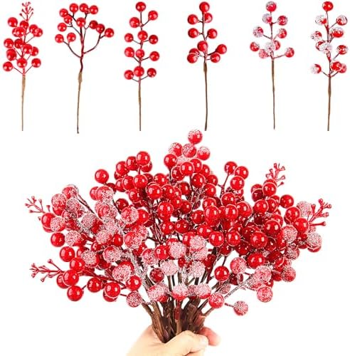 Amazon.com: BSTDECOR 36 Pack Artificial Red Berry Stems, Red Berry ...