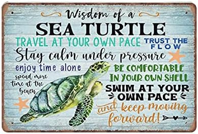 Amazon.com: Sea Turtle Tin Signs, Coastal Decor, Inspirational, Beach ...