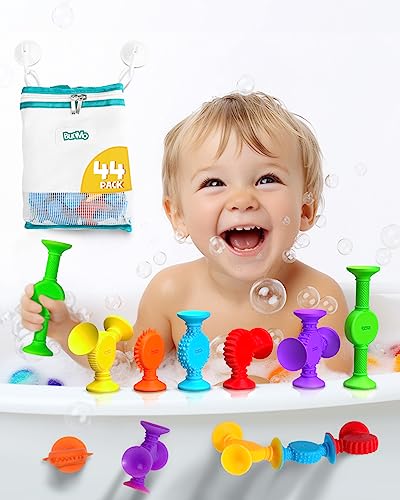 Snapklik.com : Textured Suction Bath Toys 44pcsConnect, Build, CreateNo ...