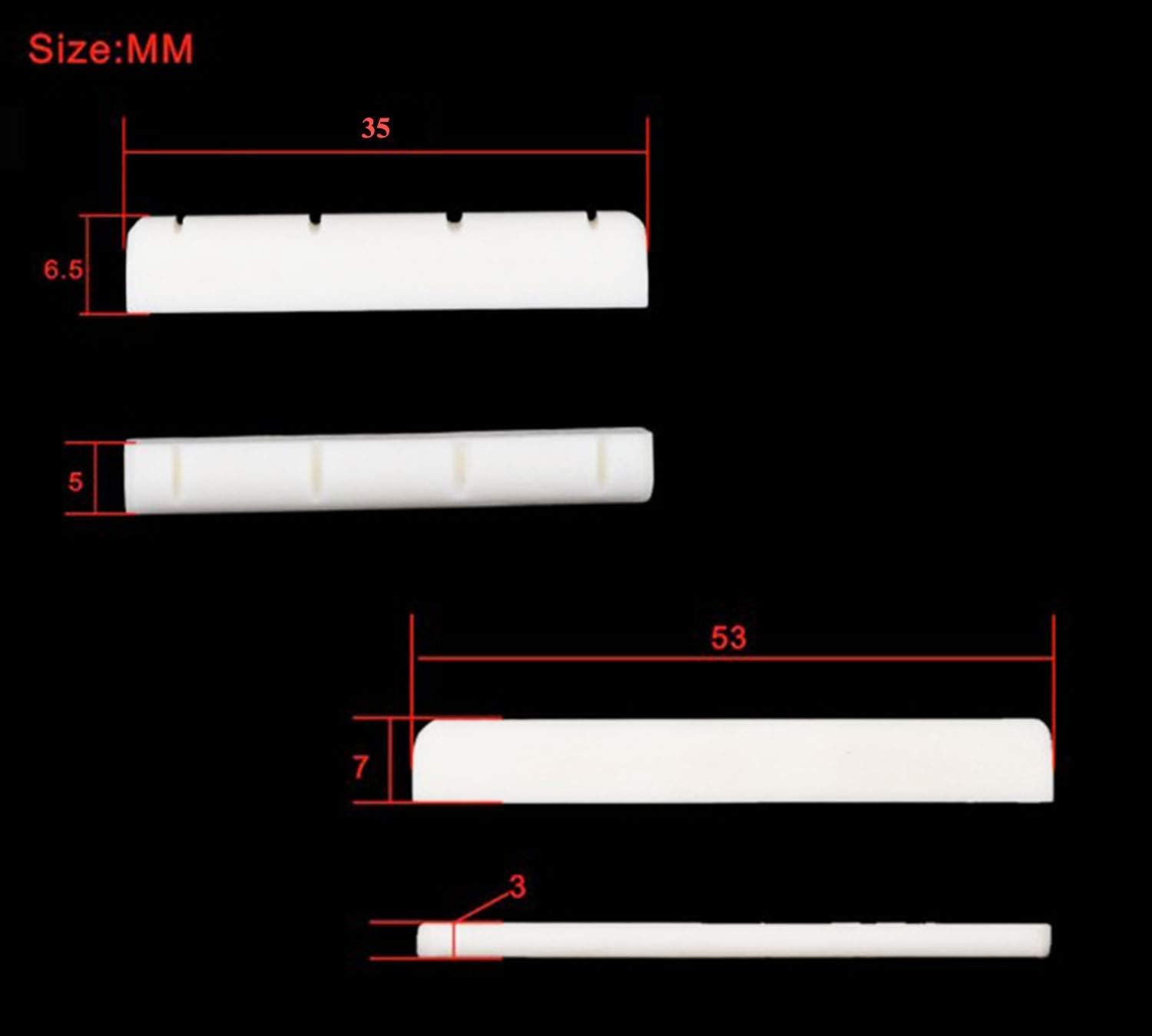 Snapklik.com : 4 String Ukulele Guitar Bone Bridge Saddle And Nut Made Of Real Bone