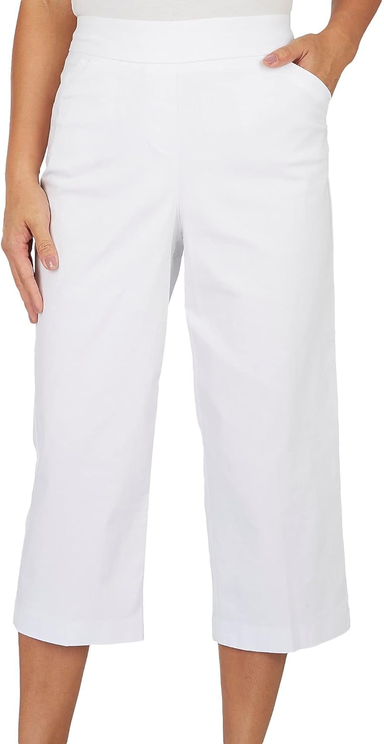 Coral Bay Womens Favorite Fit Slimming Solid Pocket Capris 10 White at ...