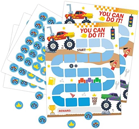Amazon.com: Monster Truck Reward Chart with Matching Round Themed ...