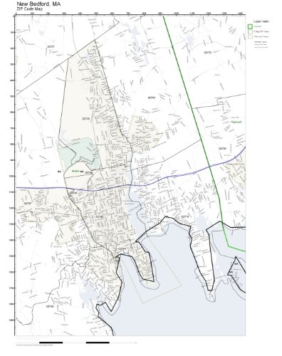 ZIP Code Wall Map of New Bedford, MA ZIP Code Map Laminated: Amazon.com ...