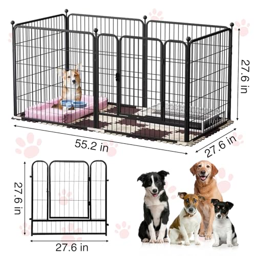 Dog Playpen, 6 Panels Indoor Doggy Fence Exercise Pen Portable Puppy ...