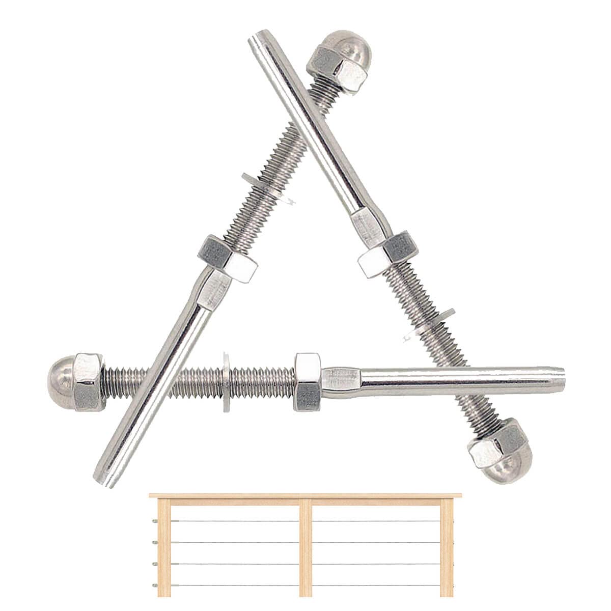 Buy 100 Pack Fayevorite Threaded Terminal Stud End Cable Railing Kit ...