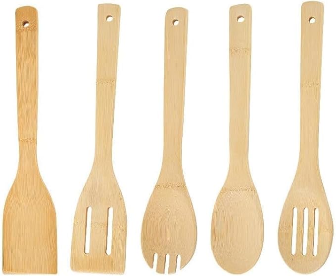 Amazon.com: Wooden Spoons for Cooking 5-Piece,Bamboo Utensil, Long ...