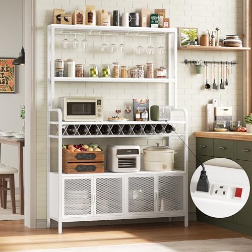 Amazon.com - GOFLAME Bakers Rack, Metal Kitchen Utility Storage Shelf ...