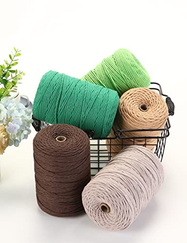 GOHOF Macrame Cord 3mm x 200m Premium Cotton Macrame Rope, 4 Strand ...