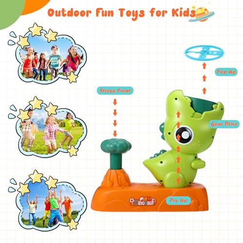 Coikes Outdoor Toys for Kids Flying Disc Launcher Toy with 8 Dics, 2 ...