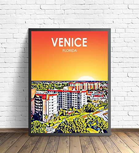 Poster Panoramique Venice Fl Venice Black And White Print By