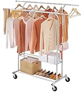 Amazon.com: Tajsoon Clothing Rack Heavy Duty Clothes Rack Garment Rack ...