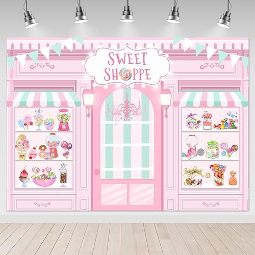 Amazon.com : Renaiss 7x5ft Sweet Cake Shoppe Backdrop Cartoon Pink Cake ...