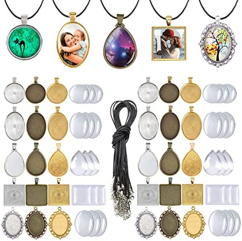 Amazon.com: anezus Pendant Trays with Glass Cabochons for Jewelry ...