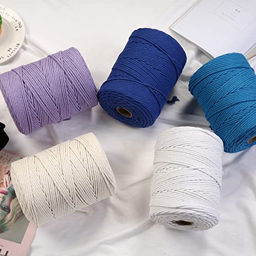 GOHOF Macrame Cord 4mm x 300m Premium Cotton Macrame Rope, 4 Strand ...