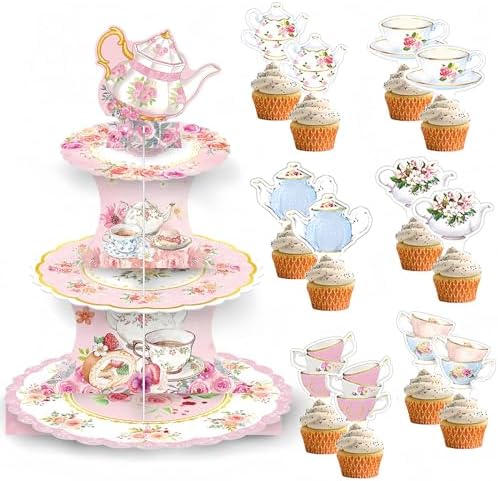 Amazon.com: Bokon 3 Tier Puppy Dog Cupcake Stand and 24 Pcs Dog Cupcake ...