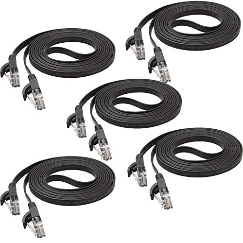 SHARPALIN 5 Pack High Speed Cat6 Ethernet Cable 3ft Black - Flat ...