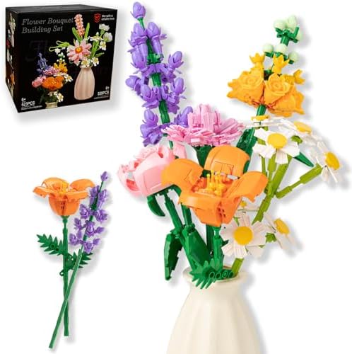 Amazon.com: Flower Bouquet Building Blocks Set - Artificial Flowers ...