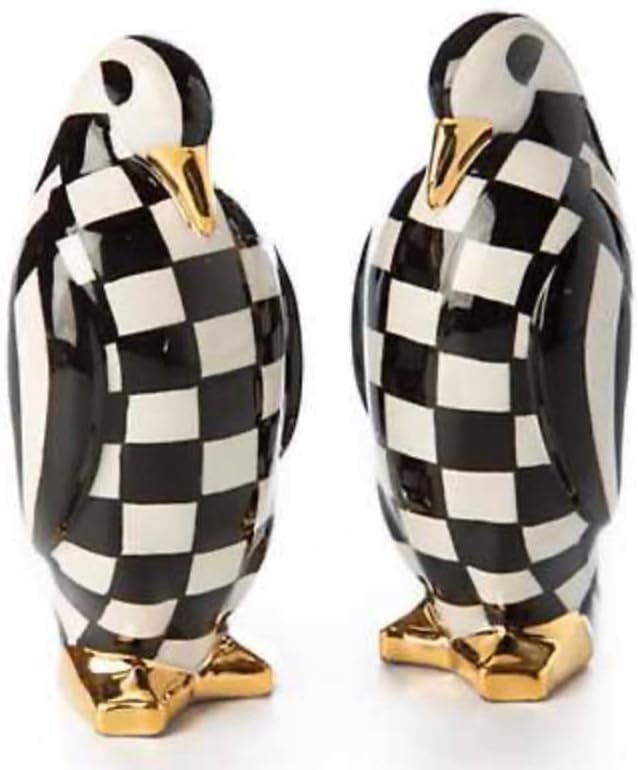 Amazon.com: MacKenzie-Childs Checkmate Penguin Salt & Pepper Set: Home ...