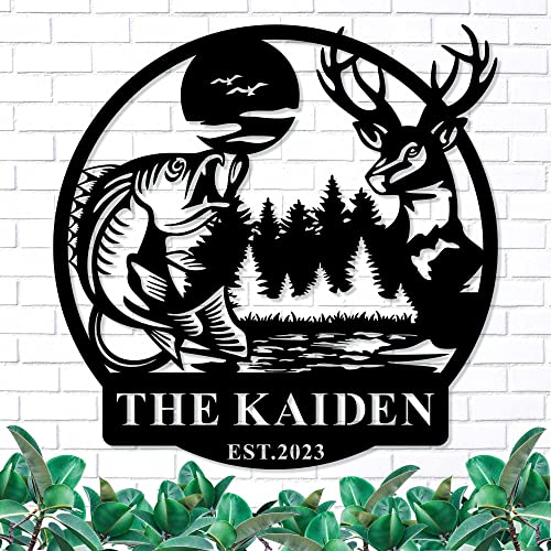 Amazon.com: Custom Metal Sign,Personalized Deer Fish Metal Sign,Metal ...