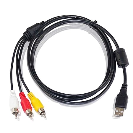 Buy USB Male A to 3 RCA AV A/V TV adapter Cord Cable for Vizio tv ...