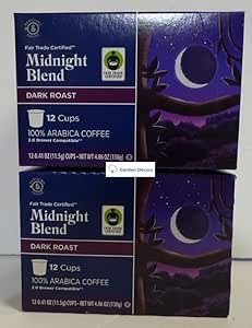 Amazon.com: Barissimo Fair Trade Certified Coffee Midnight Blend Dark Roast 12 Cups 4.86oz 138g ...