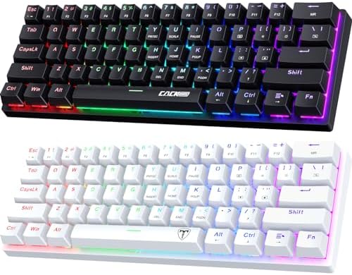 Amazon.com: CACKBIRD 60 Percent Keyboard Black & White, Lighting up ...