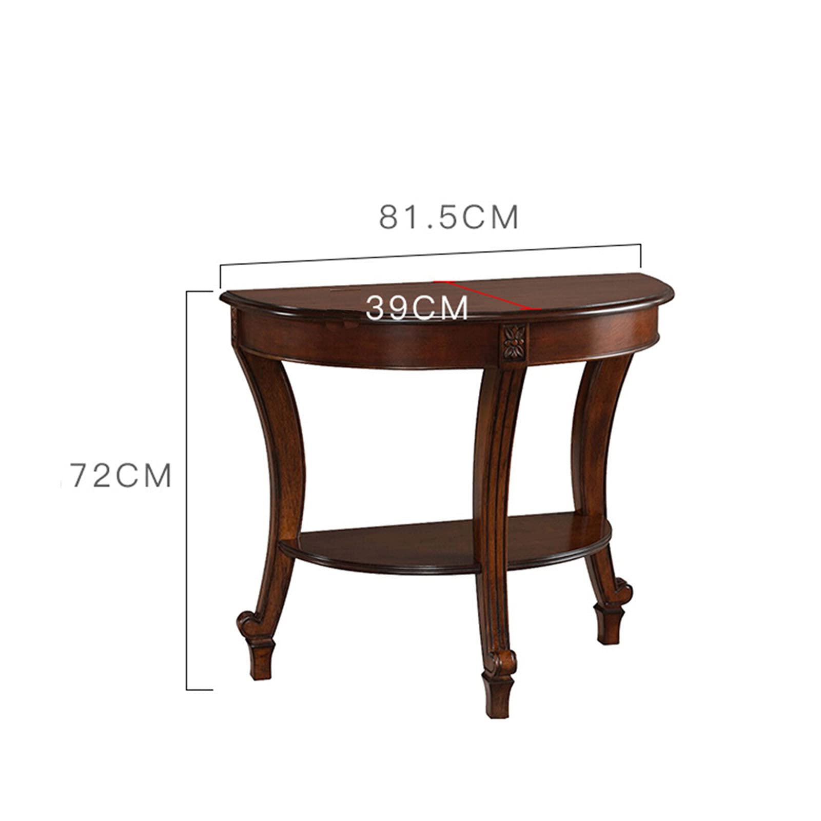 Dimensions Furniture Half Foyer Table Brown Wooden HALF ROUND CONSOLE