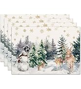 Amazon.com: Christmas Placemats Set of 4, 12x18 Inch Pink Merry ...