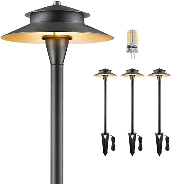 Gardenreet Brass Low Voltage Path Light, Waterproof Landscape Pathway ...