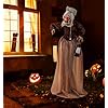 Amazon.com: Tangkula 5 FT Halloween Standing Animated Old Lady Holding ...
