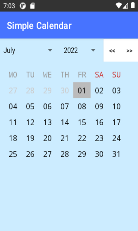 SIMPLE CALENDAR Easy to use CALENDAR featuring MONTH view - App on ...
