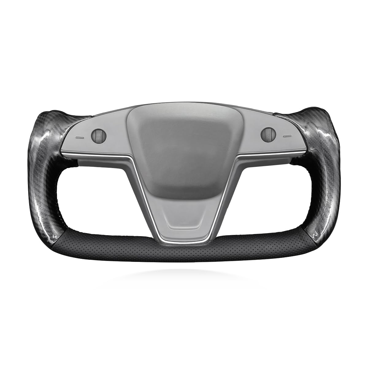 Amazon.com: MEWANT Hand Stitch Black Genuine Leather Shiny PU Carbon ...