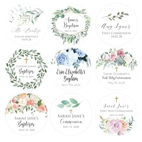 Amazon.com: Customized First Communion Baptism Stickers,Mi bautizo ...