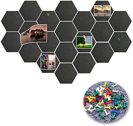 20 Pcs Pin Board Hexagon Felt Board Tiles, Black Self-Adhesive Bulletin ...