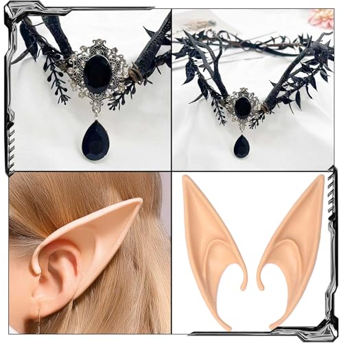JeVenis Black Renaissance Elf Headpiece Elf Ears Elf Crown Tiara Fairy ...