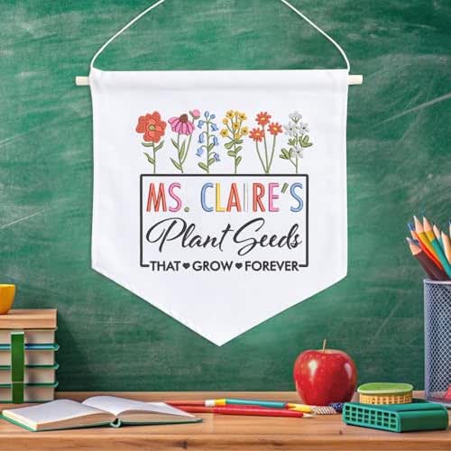 Amazon.com: Chikky Personalized Teacher Name Banner, Teacher Sign for ...