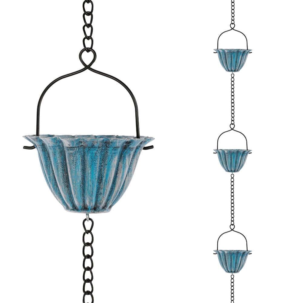 Snapklik.com : Dreamysoul 7.05 FT Blue Rain Chain, 8 Cups Rain Chains ...