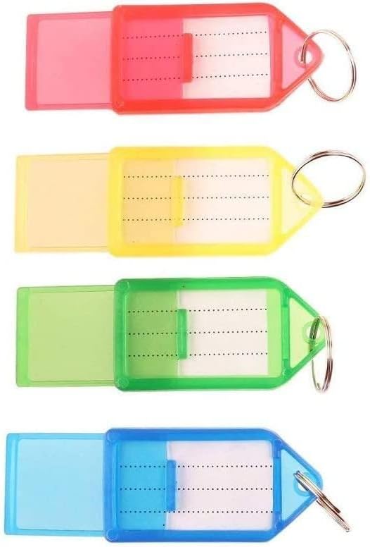 10Pcs Key Tags With Label, Clear Reusable Plastic Strong Key Ring Id ...