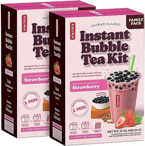 Amazon.com : Pocas Bubble Tea Kit, Strawberry - Instant Milk Tea Powder ...